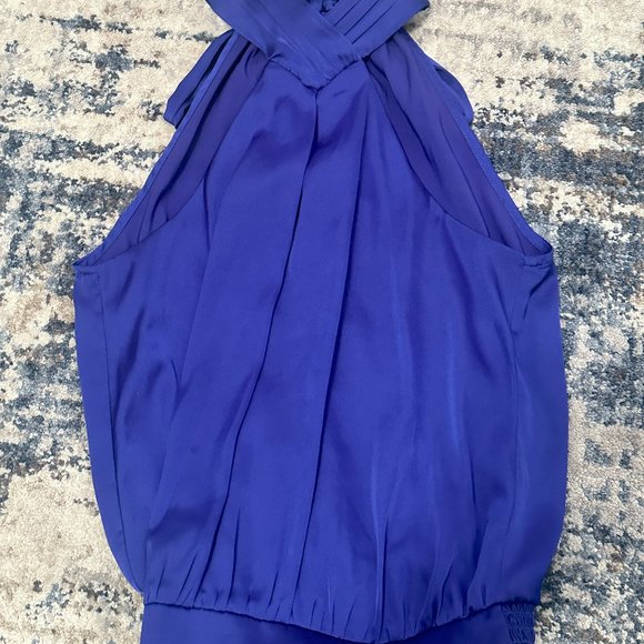 Express | Tops | Silky Beautiful Blue Halter Top With Open Back And Bow ...